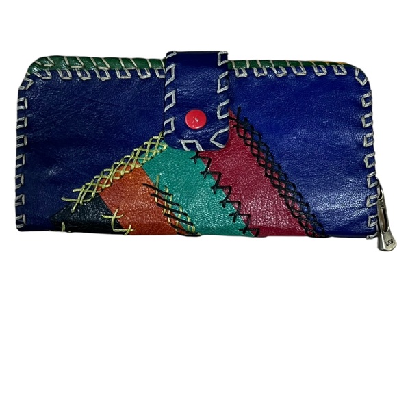 Vintage | Bags | Vintage Boho Patchwork Leather Wallet Handmade 7s 80s ...